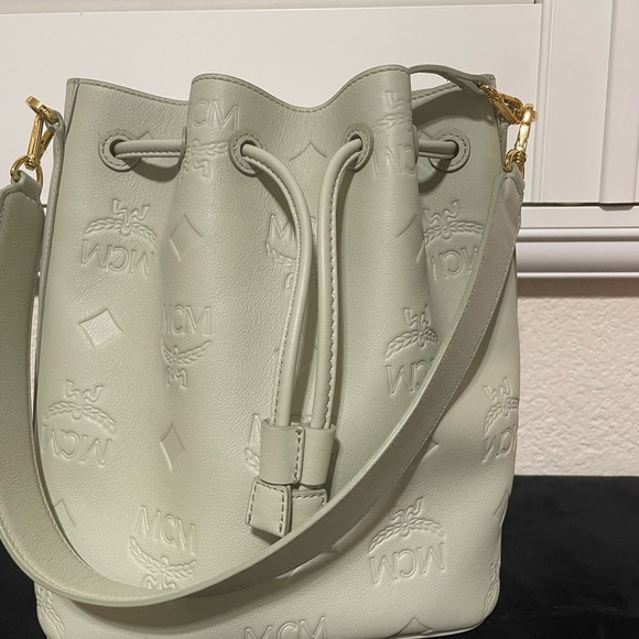 MCM | Bags | Mcm Green Bucket Bag | Poshmark
